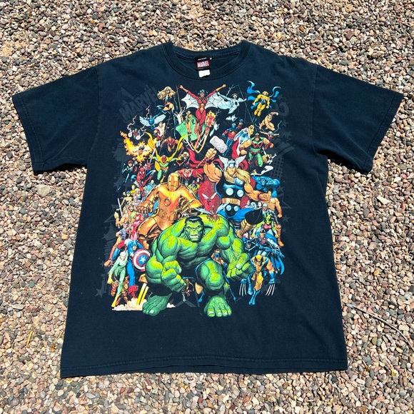 Marvel | Shirts & Tops | Vintage 9s Y2k Marvel Super Heroes Collage Art Baby Tee Shirt Kids ...